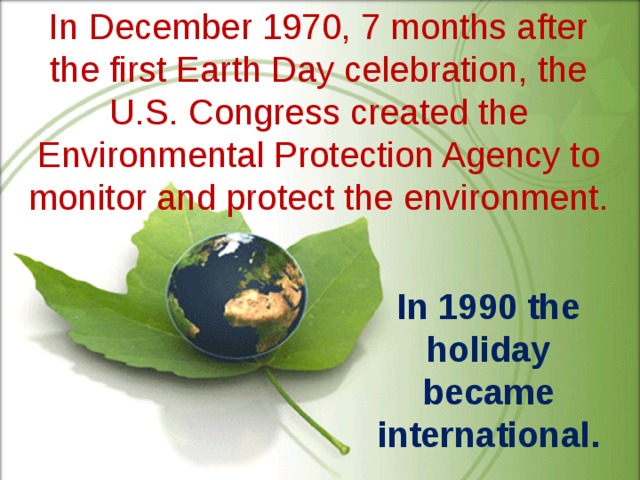 Презентация к уроку Earth Day
