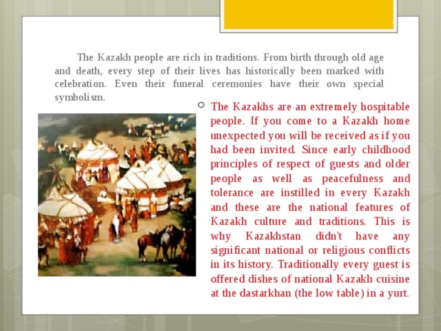 Kazakh culture and national traditions