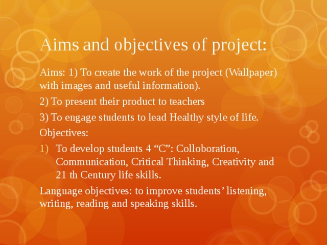 Presentation of the project