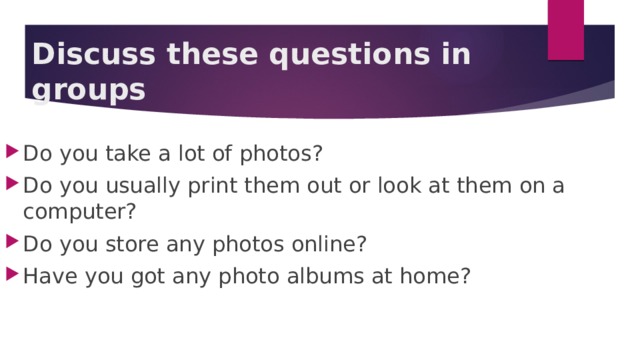 Photo Description Vocabulary and Practice