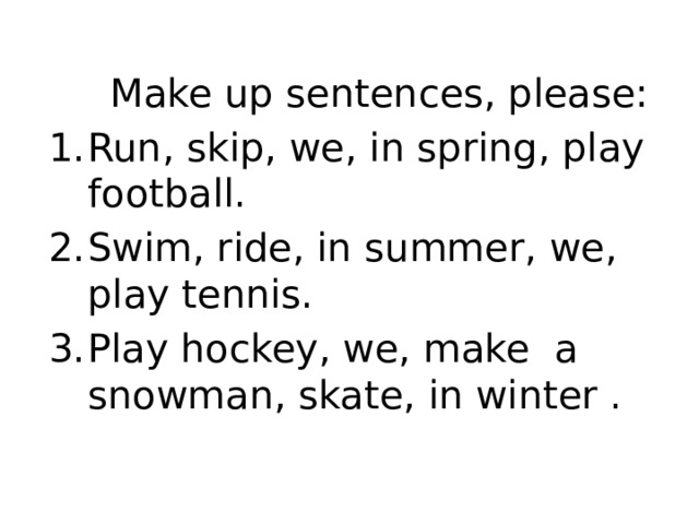Seasons for your interesting lesson