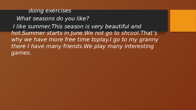 Lesson plan Seasons and months