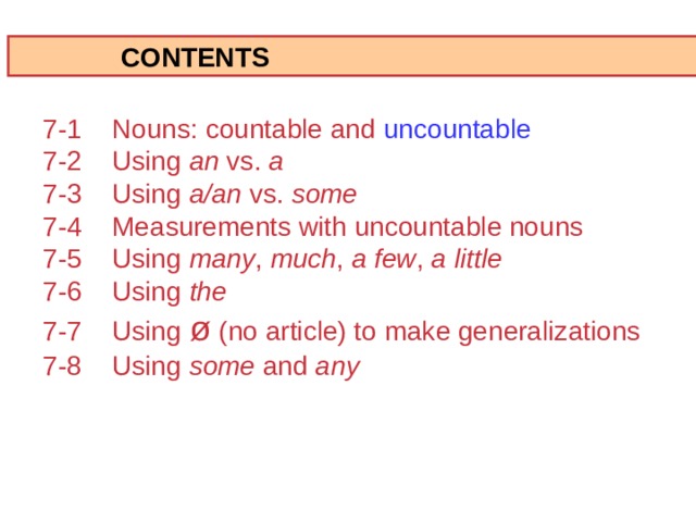 ''Countable and uncountable nouns''