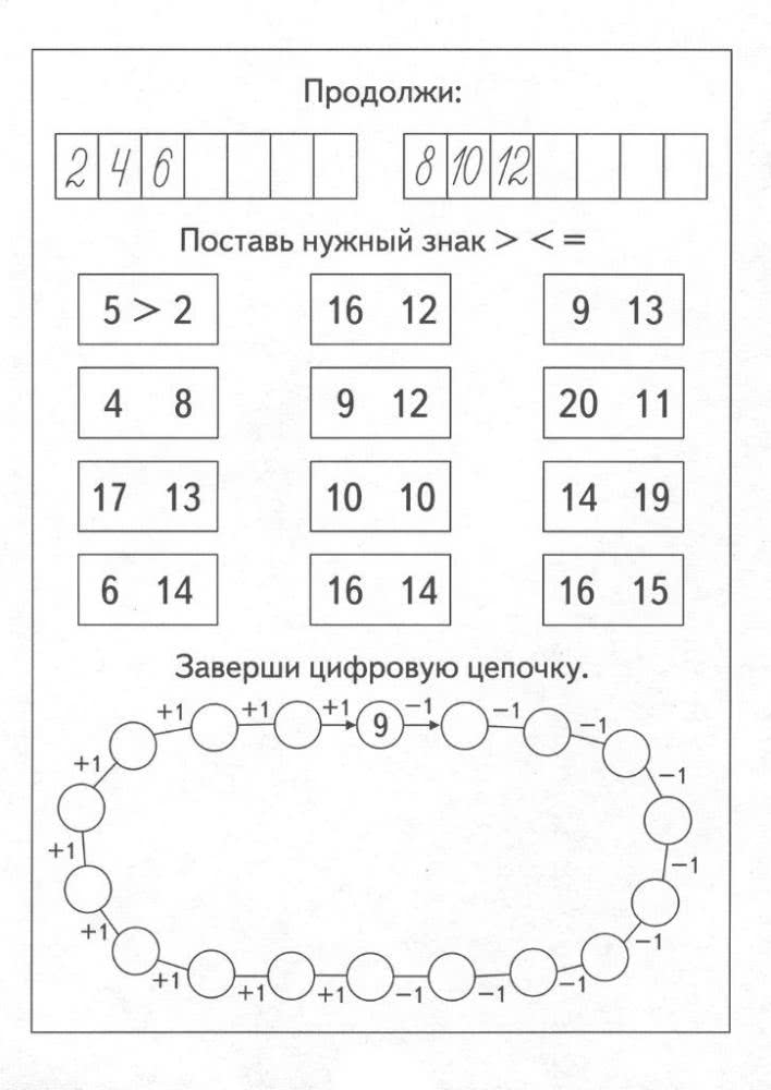 Задания для подготовки к школе (математика)