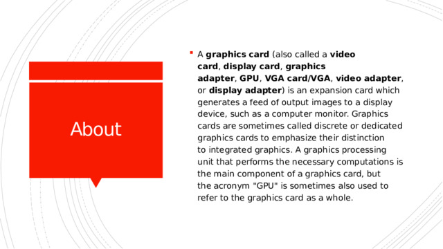 Презентация на тему "Videocard".
