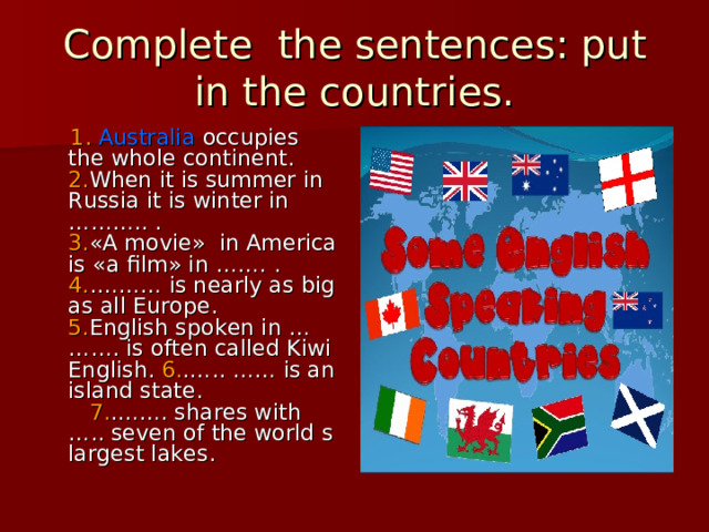 English speaking countries