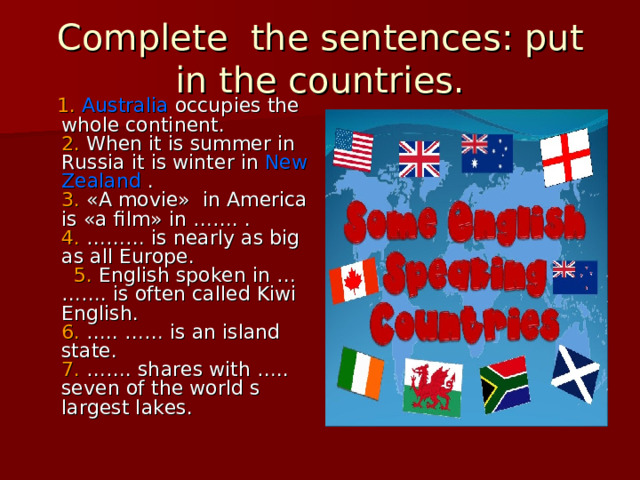 English speaking countries