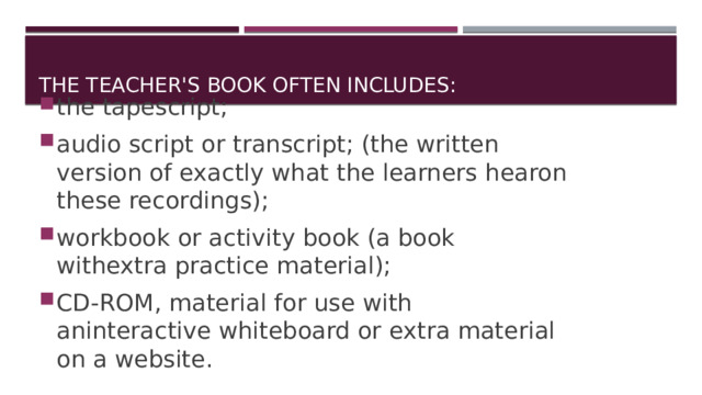 Selection and use of coursebook material