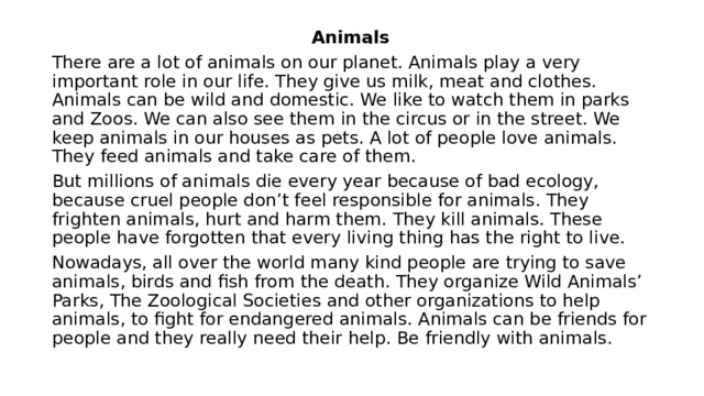 Presantations about animals