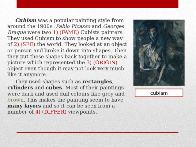 'Cubism and Surrealism' (9 класс)