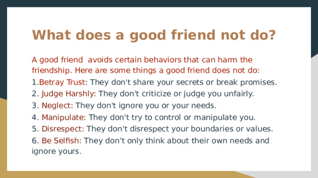 Friendship. What does friendship mean to people?
