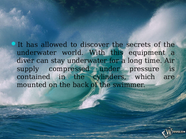 Презентация "The invention of an aqualung